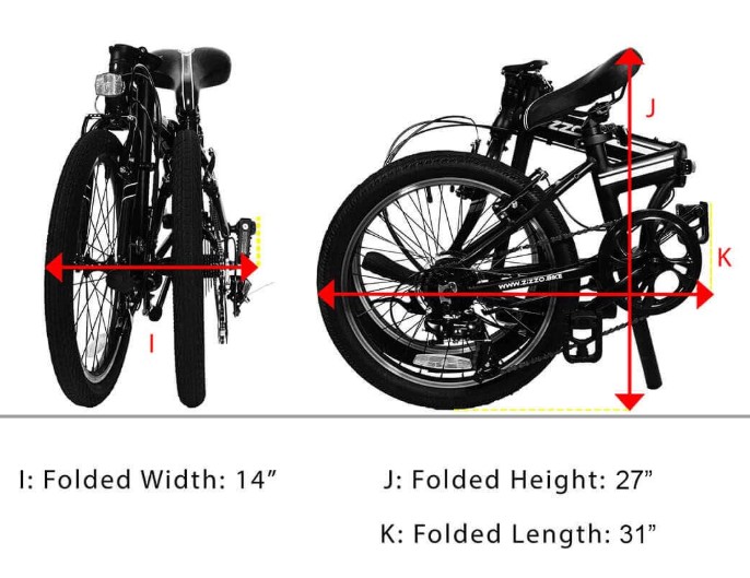 Folded size of ZiZZO bike – ZiZZO Bike